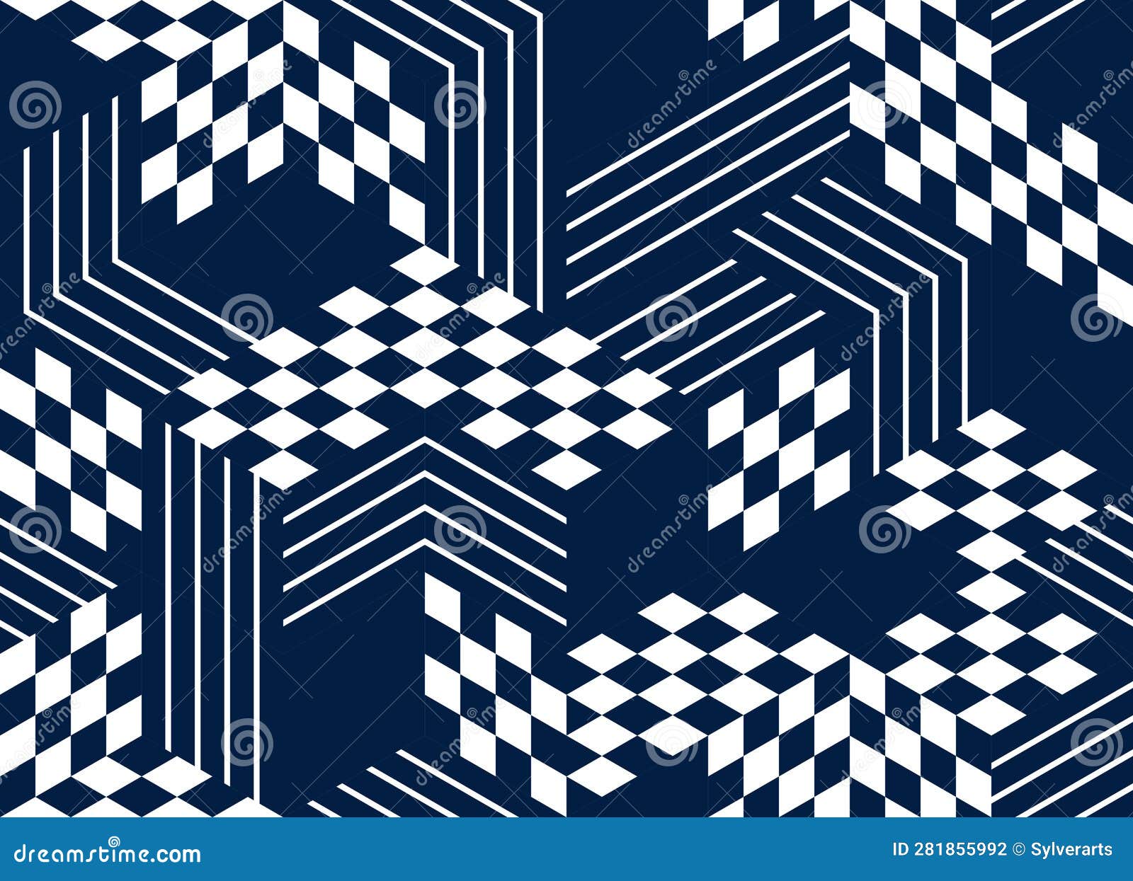 Seamless Isometric Rhombus and Triangles Geometric Pattern, 3D Cubes ...