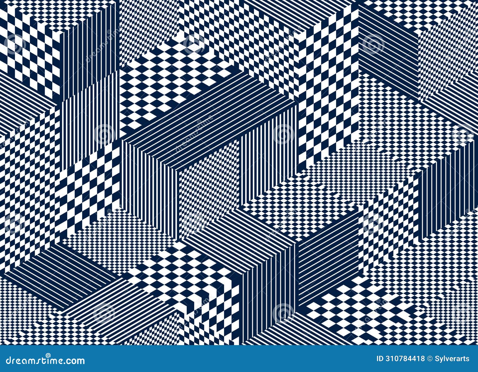Seamless Isometric Rhombuses Checker Geometric Pattern, 3D Cubes Vector ...
