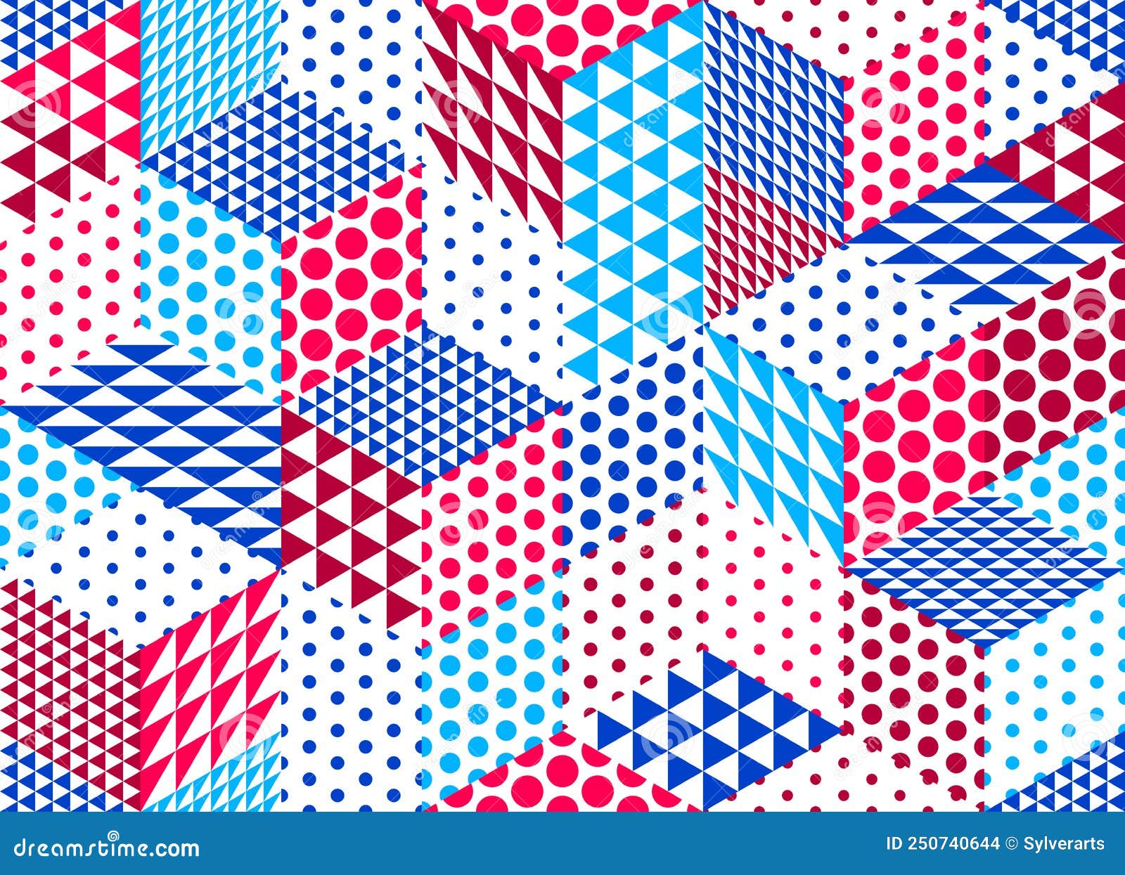 Seamless Isometric Triangles and Dots Geometric Pattern, 3D Cubes ...