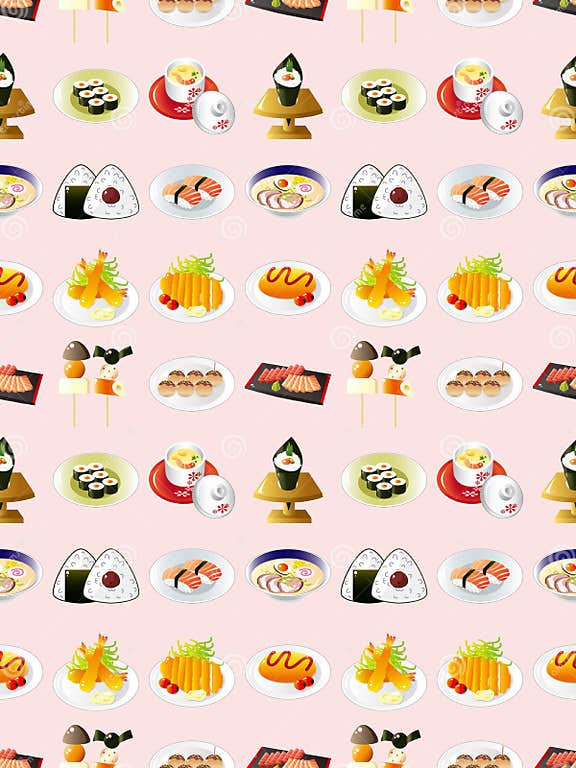 Seamless Japanese Food Pattern Stock Vector - Illustration of wallpaper ...
