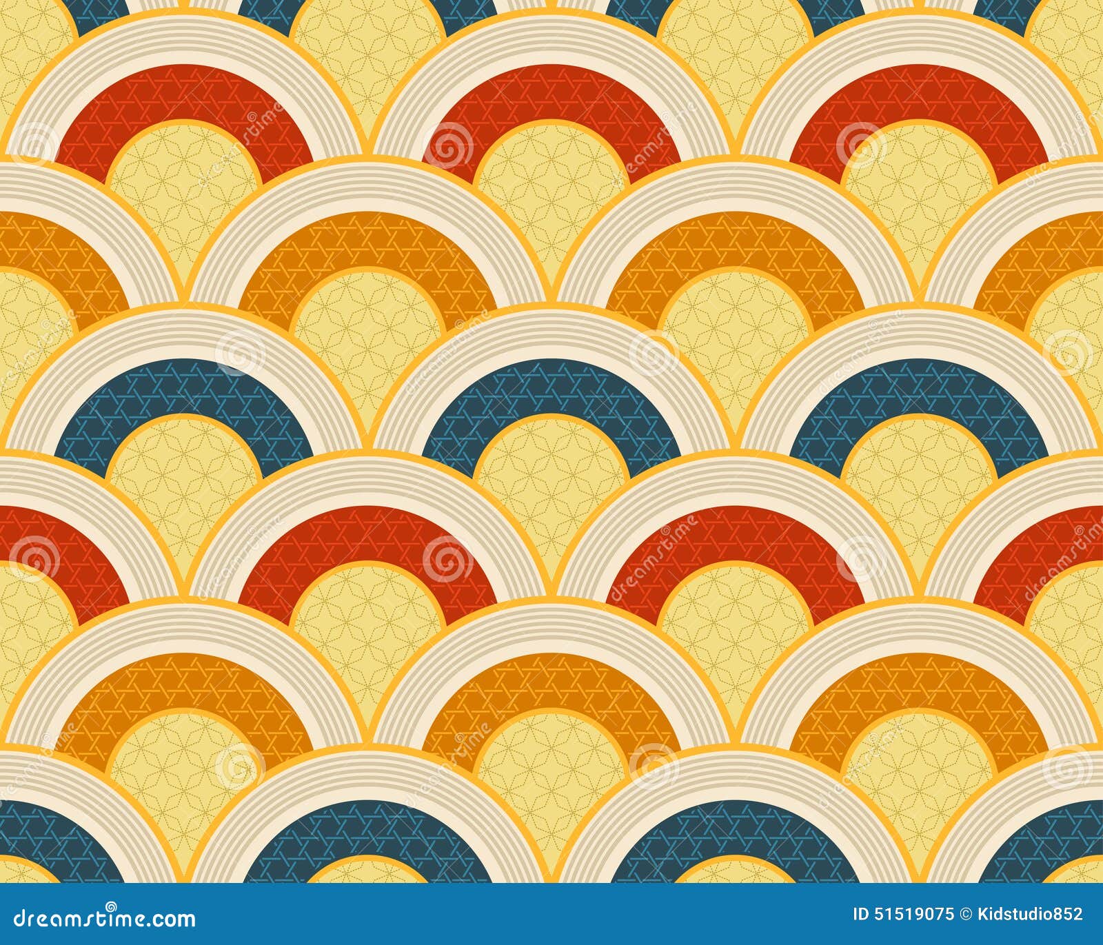 Seamless Japanese Ocean Wave Pattern Stock Vector - Illustration of ...
