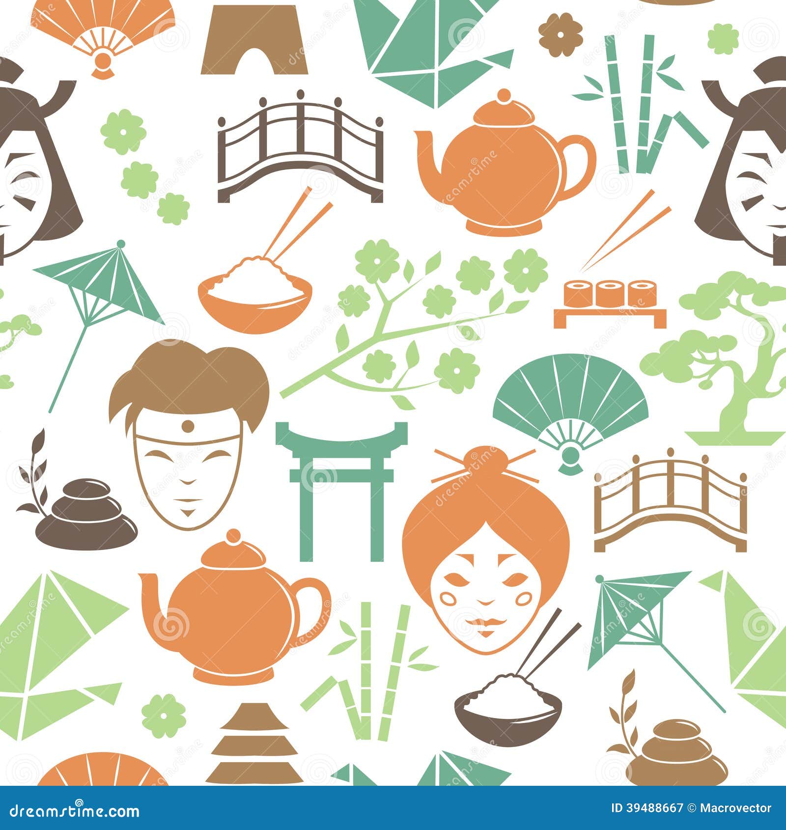 Seamless Japanese Pattern Background Stock Vector - Illustration of ...