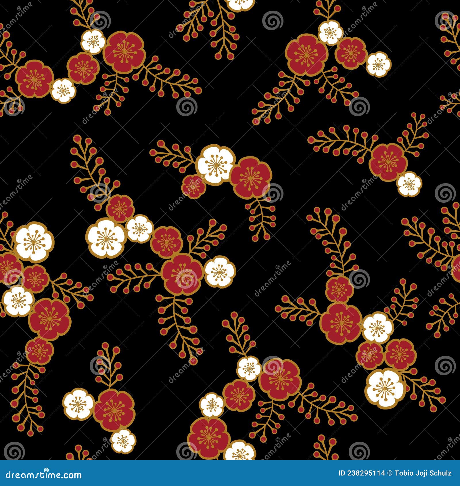 Seamless Japanese Sakura Flower Pattern Stock Vector - Illustration of ...