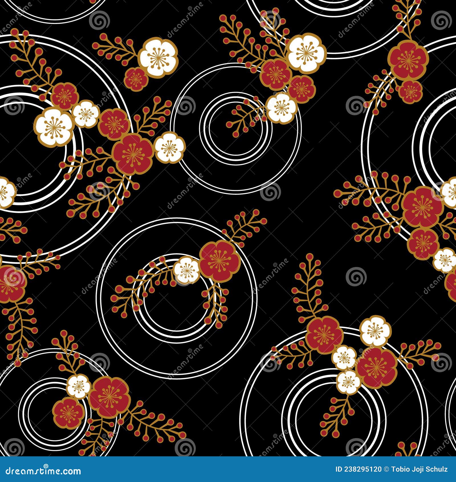 Seamless Japanese Sakura Flower Pattern Stock Vector - Illustration of ...
