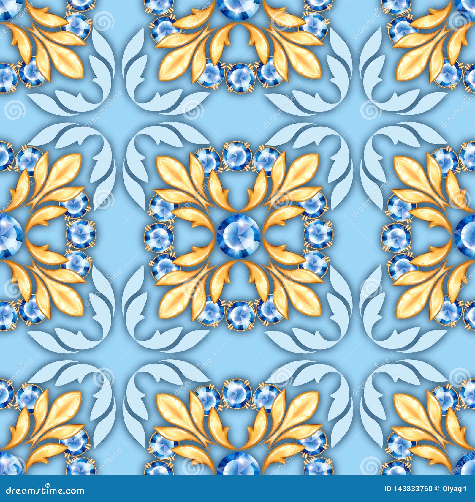 Jewelry Pattern On Gold Background Stock Illustration | CartoonDealer ...