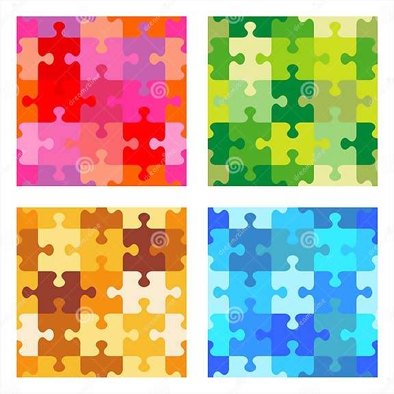 Seamless Jigsaw Puzzle Patterns Stock Vector - Illustration of graphic ...