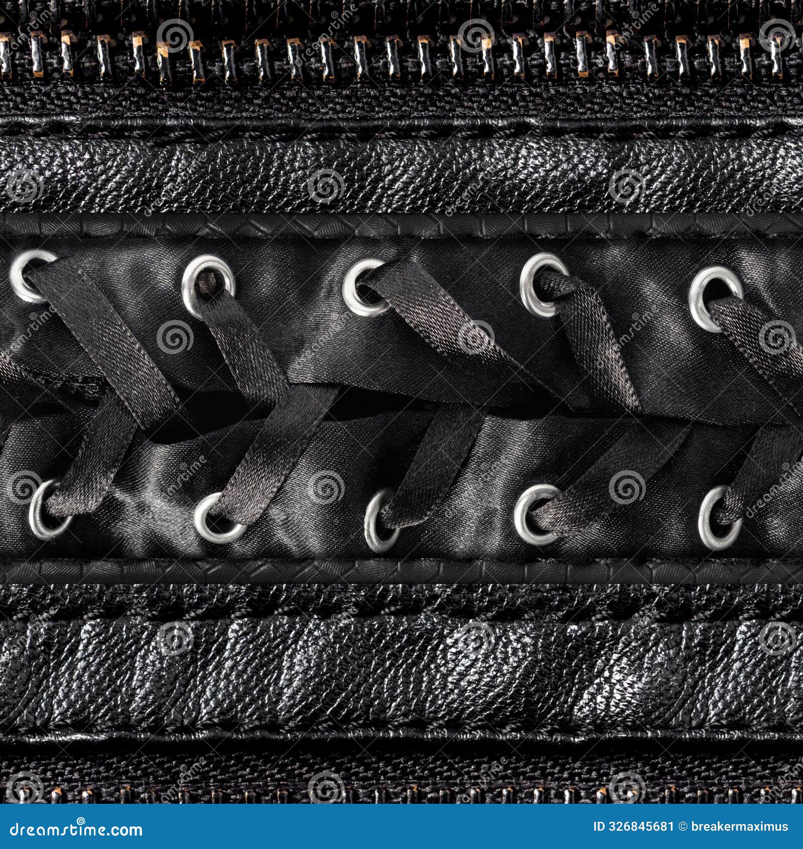 Seamless 4k Photo Texture of Black Polished Leather with Corset Braid ...