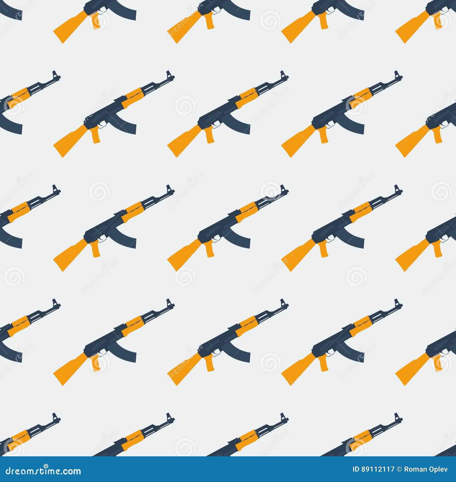 Seamless Kalashnikov Ak47 Pattern Flat Stock Vector - Illustration of ...