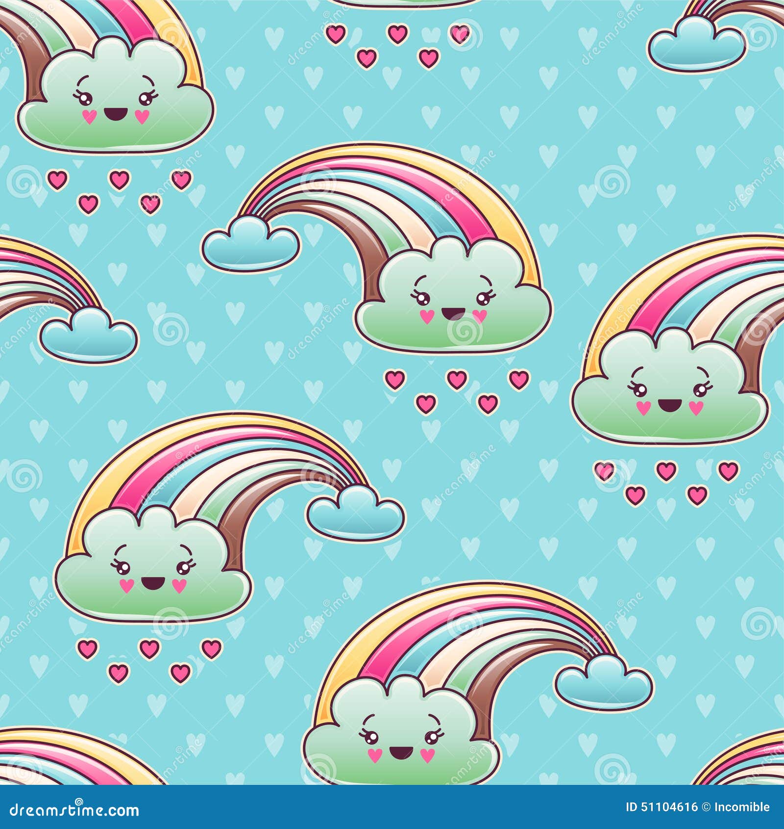 Seamless Kawaii Child Pattern with Cute Doodles Stock Vector ...