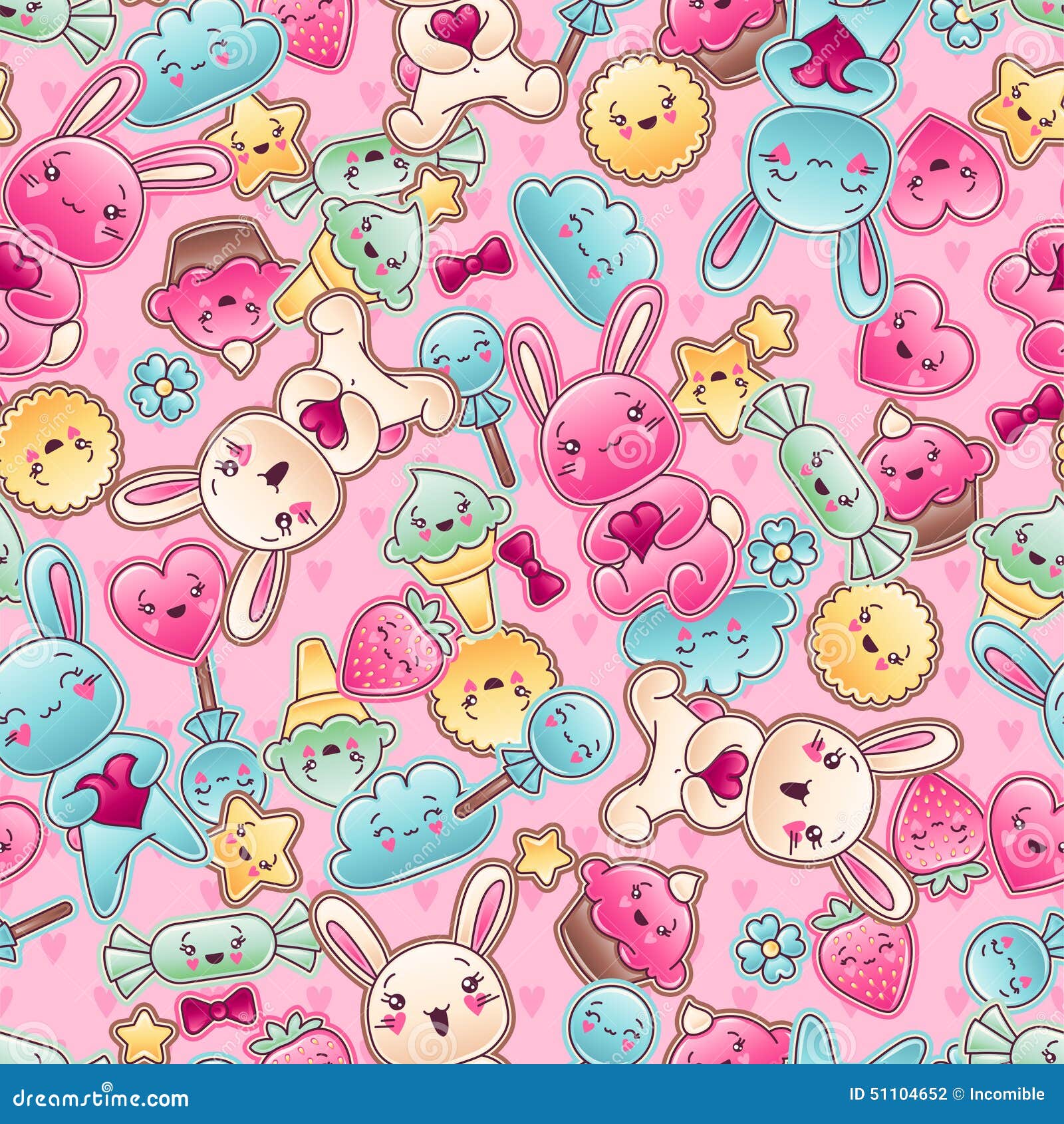 Seamless Kawaii Child Pattern with Cute Doodles Stock Vector ...