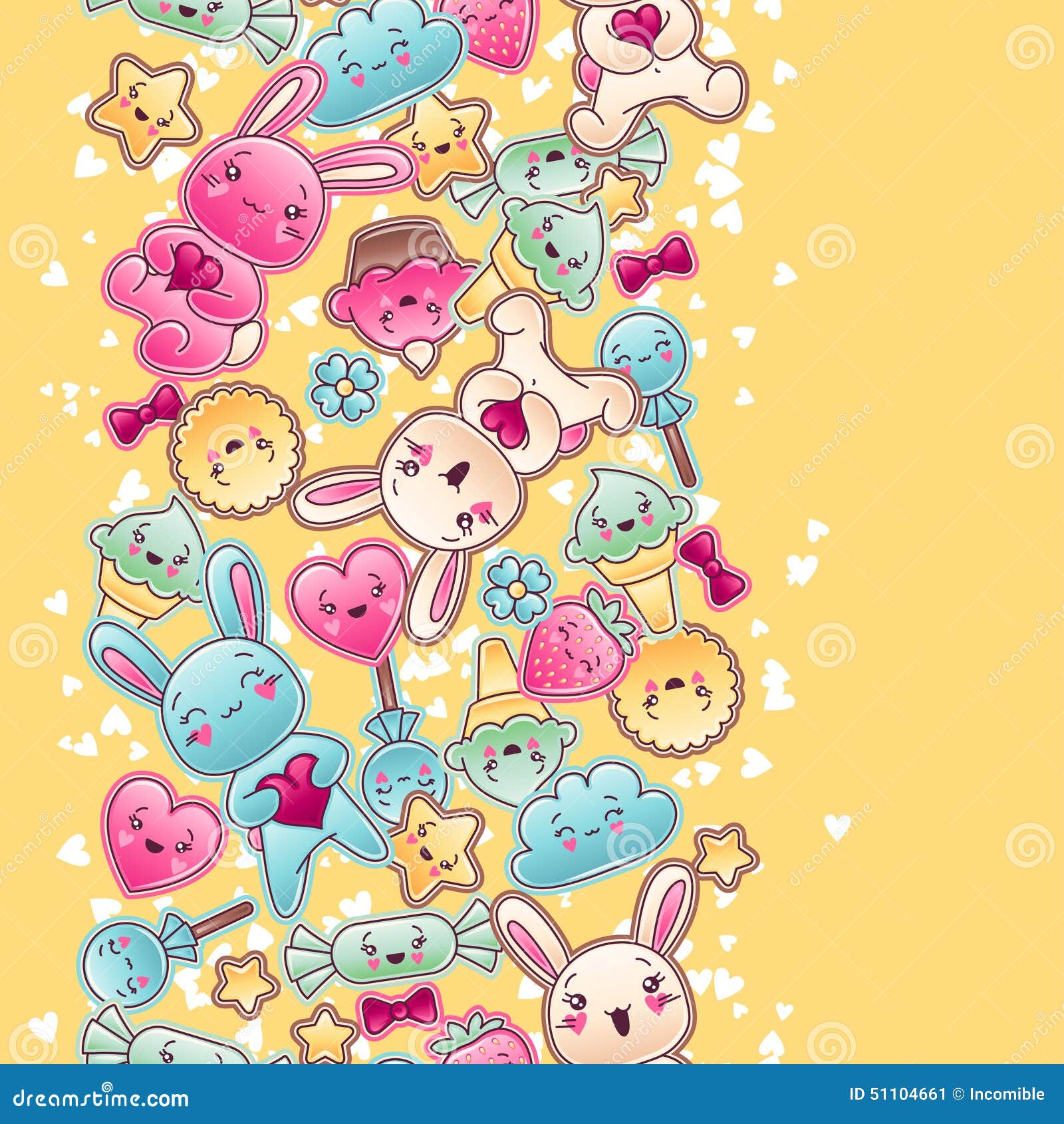Seamless Kawaii Child Pattern with Cute Doodles Stock Vector ...