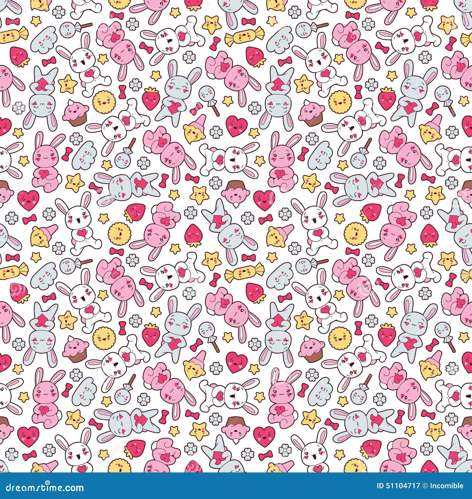 Seamless Kawaii Child Pattern with Cute Doodles Stock Vector ...
