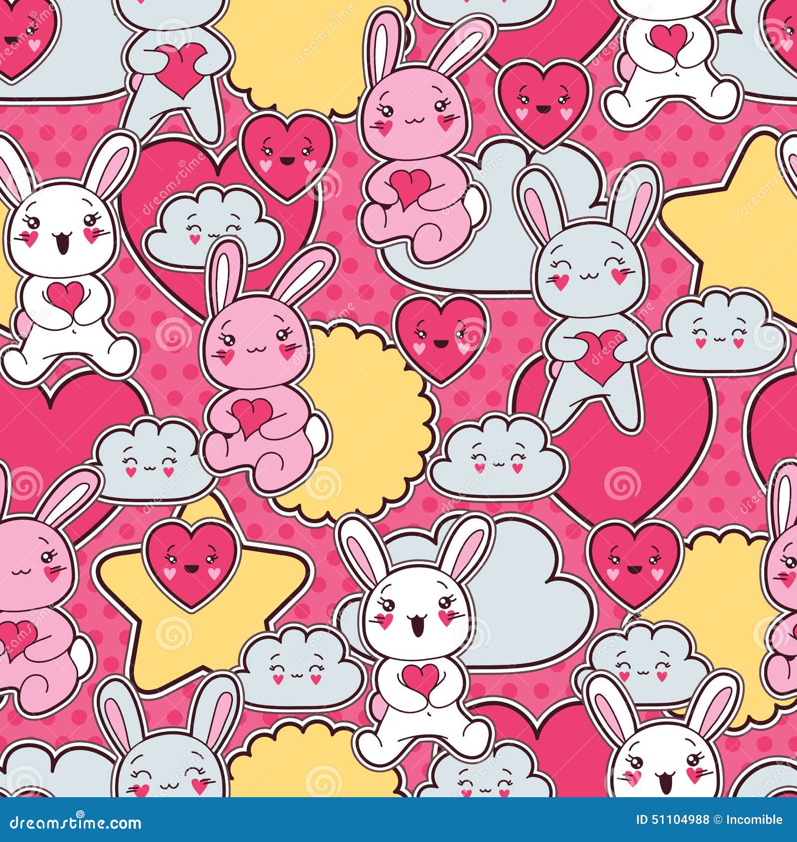 Seamless Kawaii Child Pattern with Cute Doodles Stock Vector ...