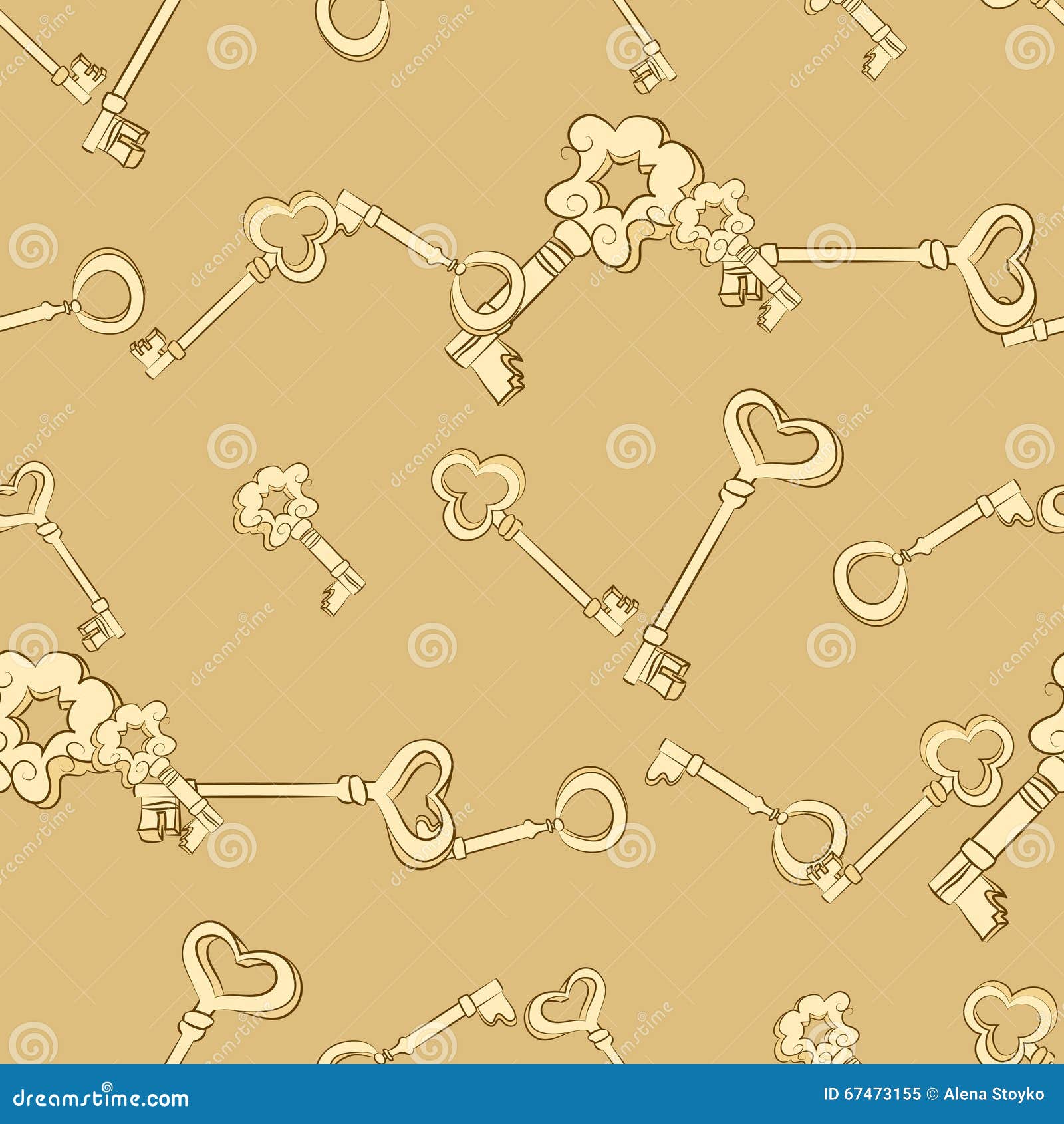 Seamless keys pattern stock vector. Illustration of antiquarian - 67473155