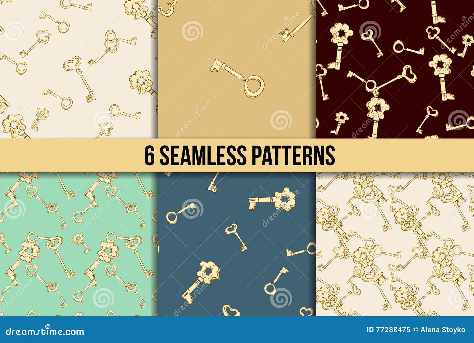 Seamless keys pattern set stock vector. Illustration of seamless - 77288475