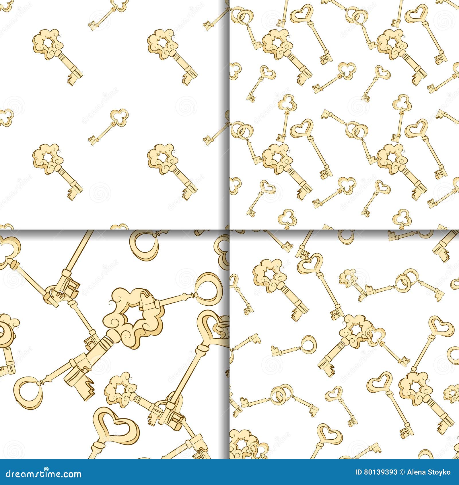 Seamless keys pattern set stock vector. Illustration of element - 80139393