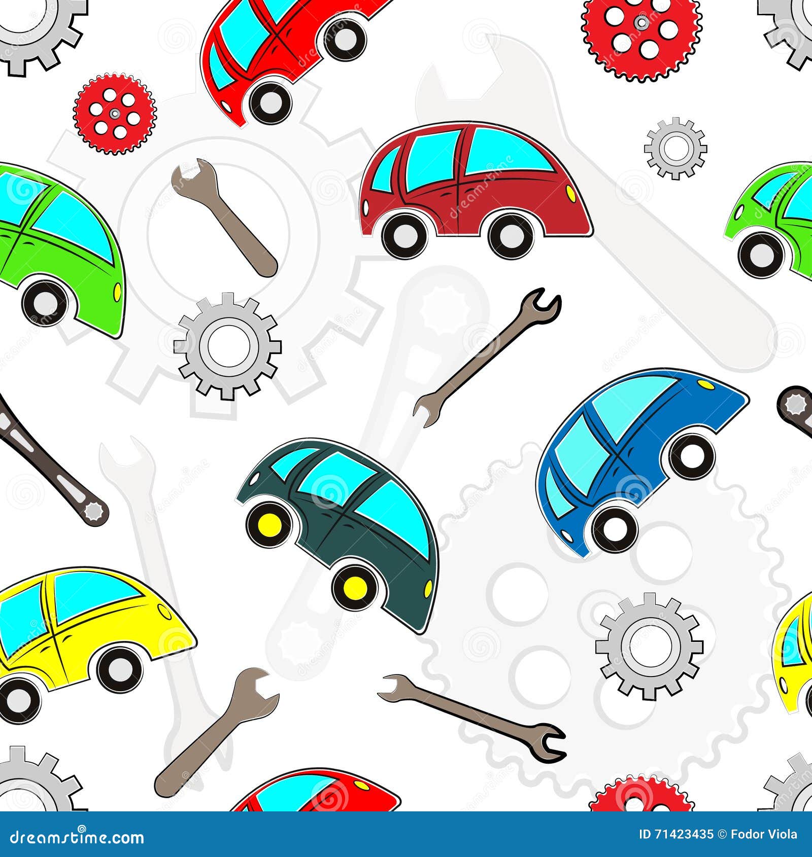 Red Cars Pattern Cartoon Vector | CartoonDealer.com #43823993
