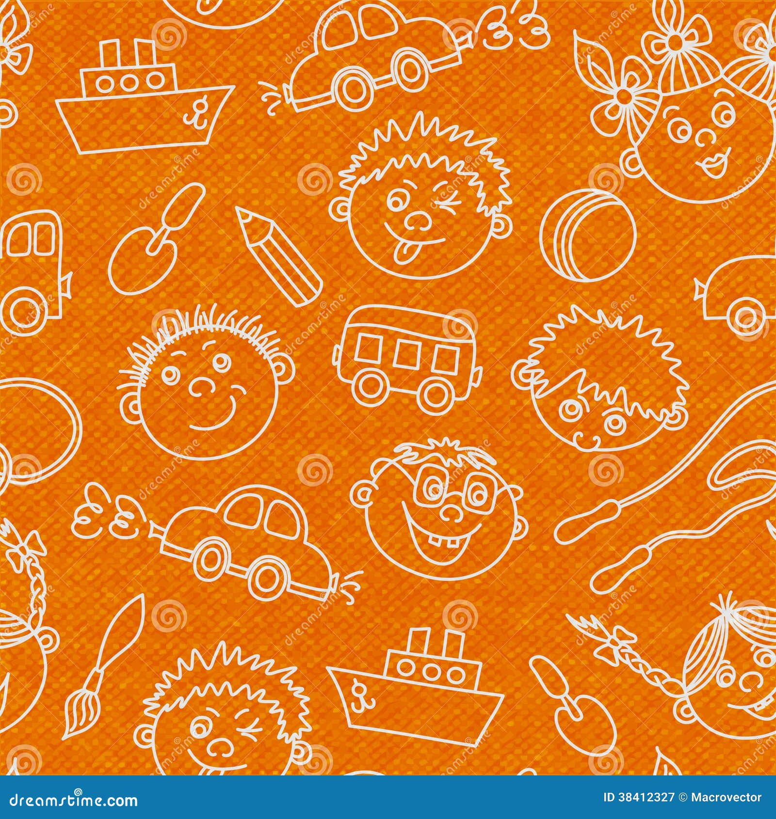 Seamless Kids Faces and Toys Pattern Background Stock Vector ...