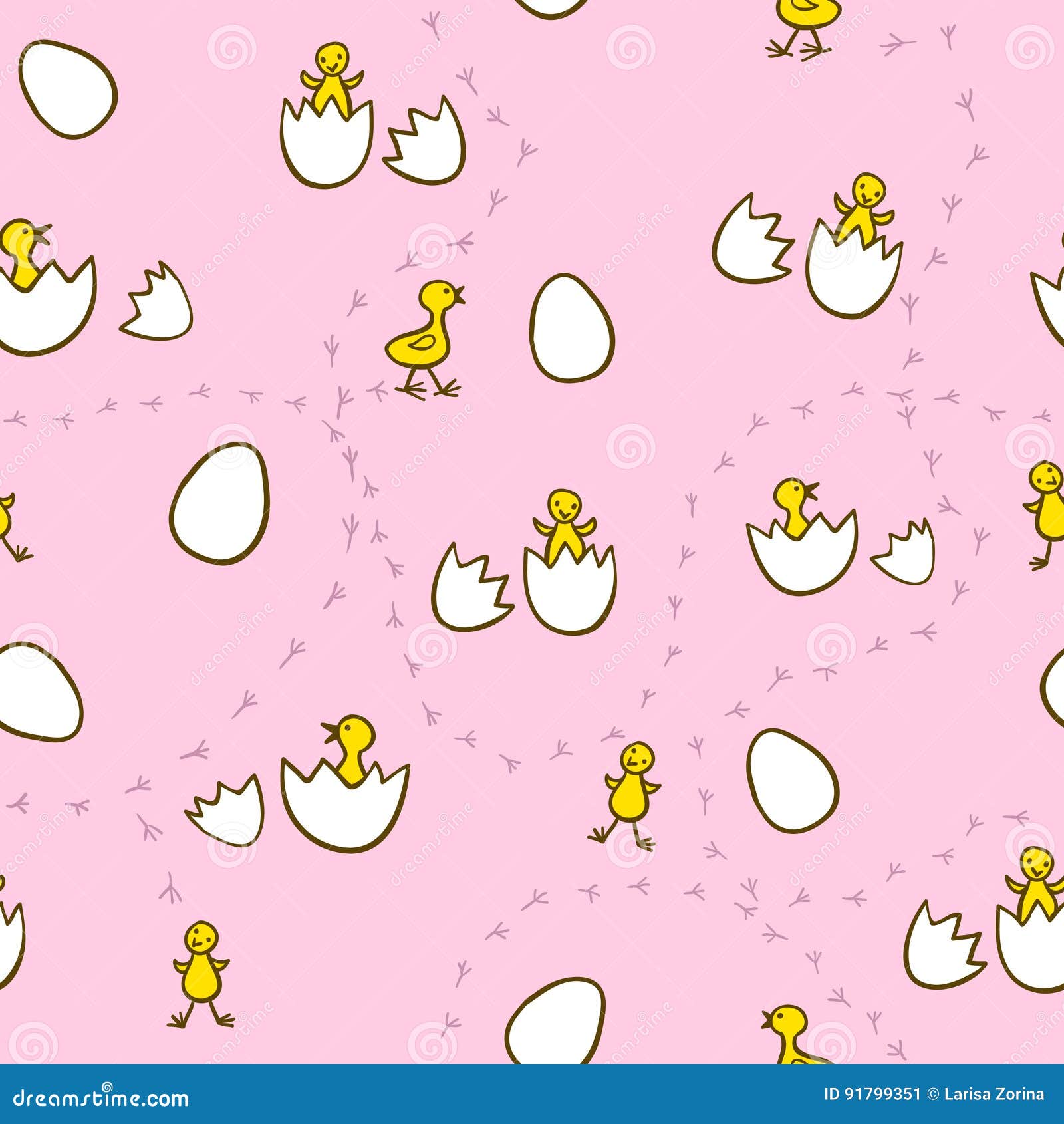 Seamless Kids Pattern with Funny Chickens. Stock Vector - Illustration ...
