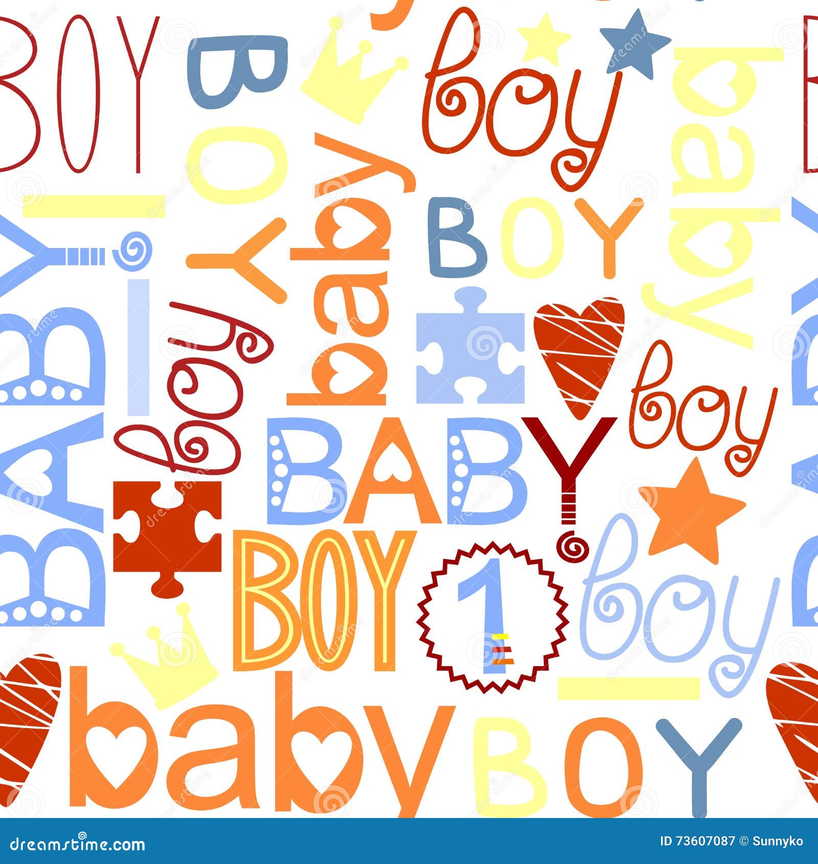 Seamless Kids Pattern with Label Baby Boy Stock Vector - Illustration ...