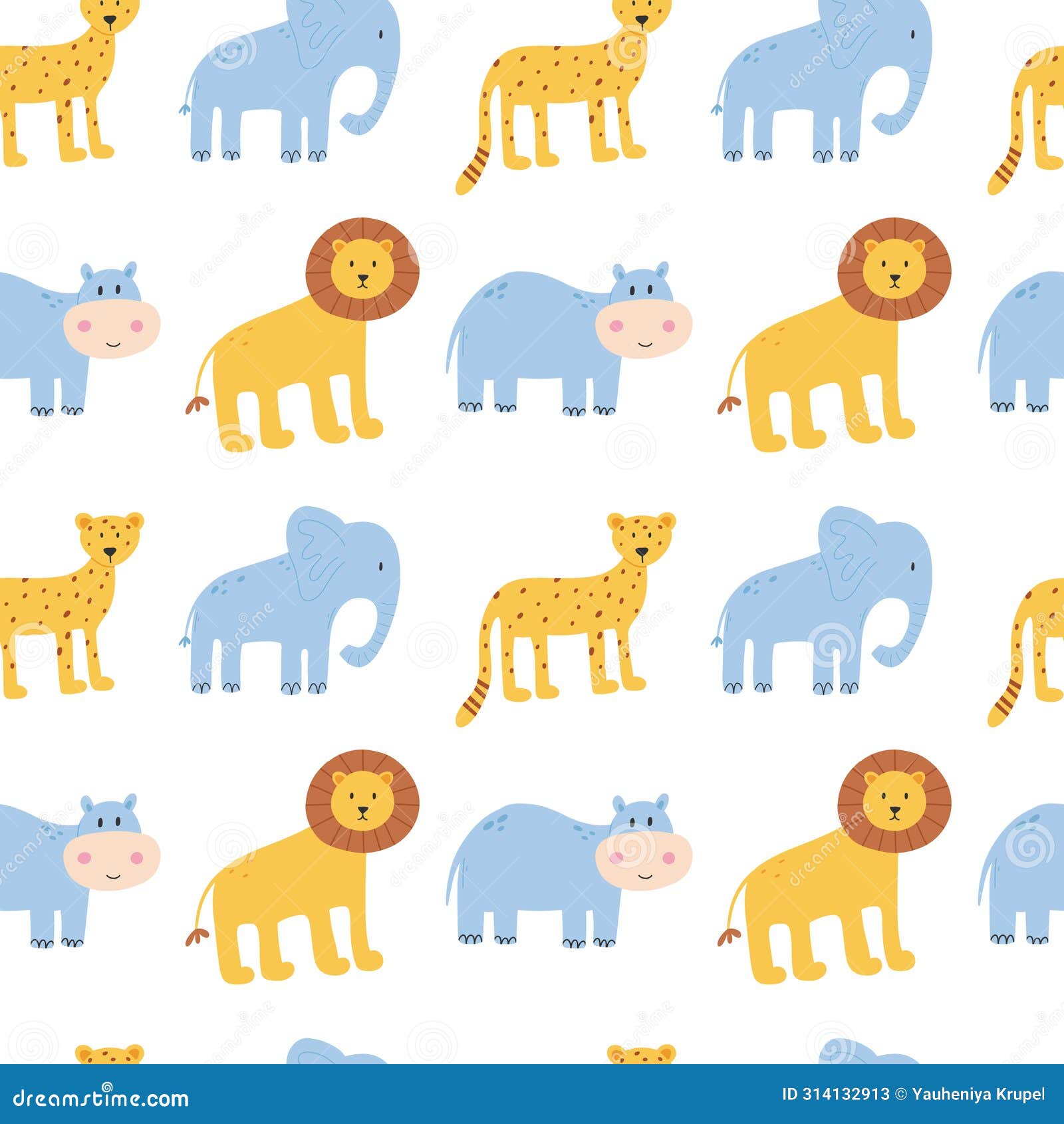 Seamless Kids Pattern with Safari Animals. Kids Print with Jungle ...