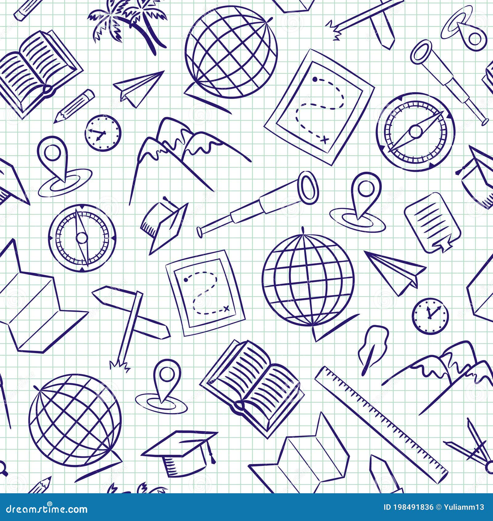 Seamless Kids Pattern with School Geographic Items Stock Vector ...