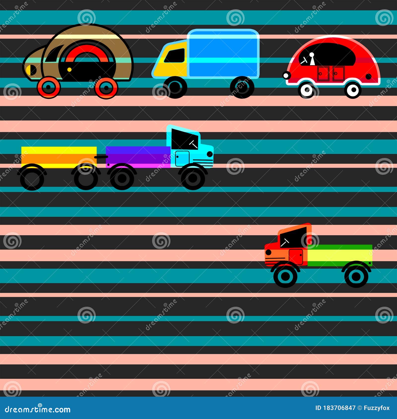 Seamless Kids Toy Cars Pattern Stock Illustration - Illustration of ...
