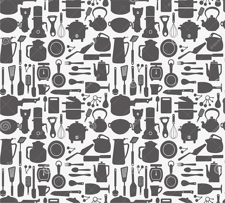 Seamless kitchen pattern stock vector. Illustration of cook - 17260928