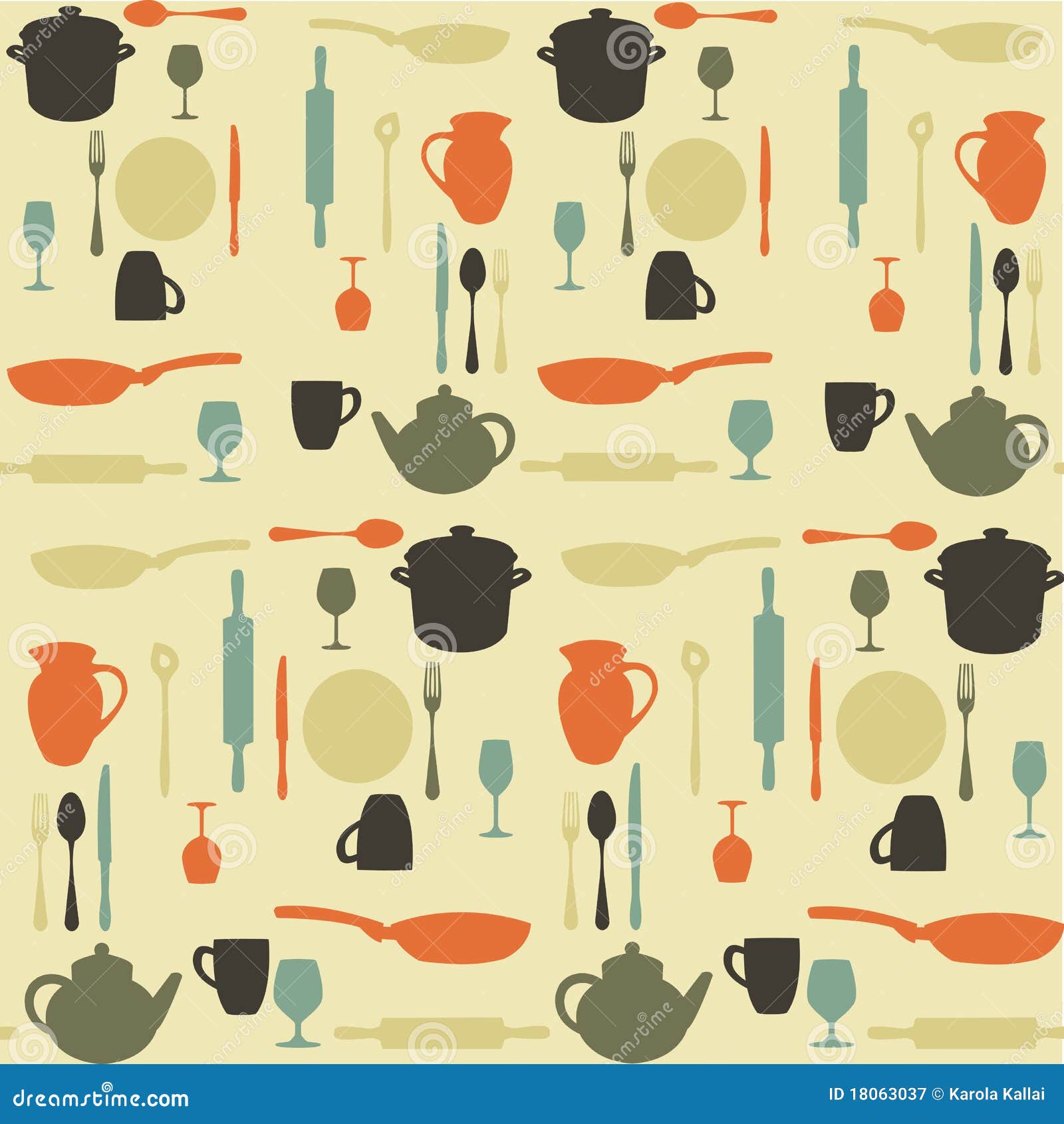 Seamless kitchen pattern stock vector. Illustration of pattern - 18063037