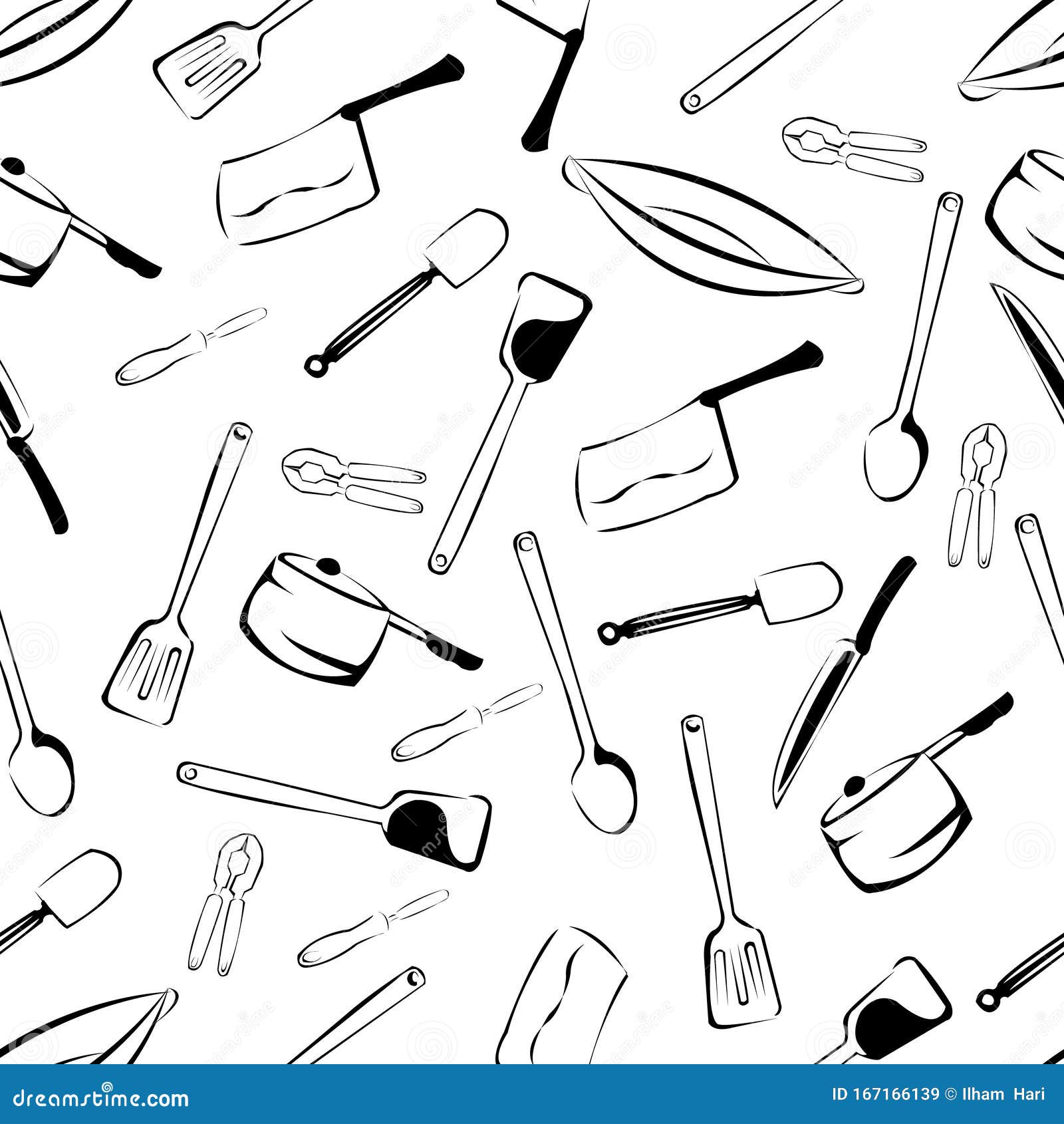 Seamless Kitchen Tools Pattern in Vector Realistic Modern Design Set Stock Illustration ...