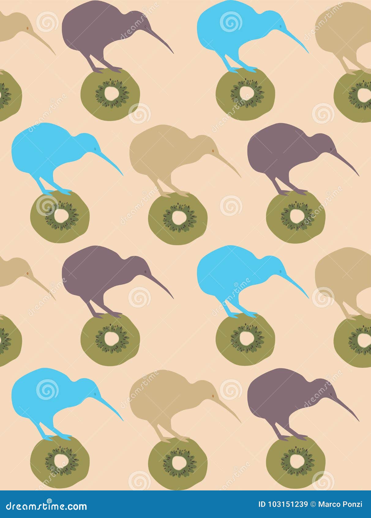 Seamless Kiwi Vector Pattern. Minimalistic Food Background. Vitamins ...
