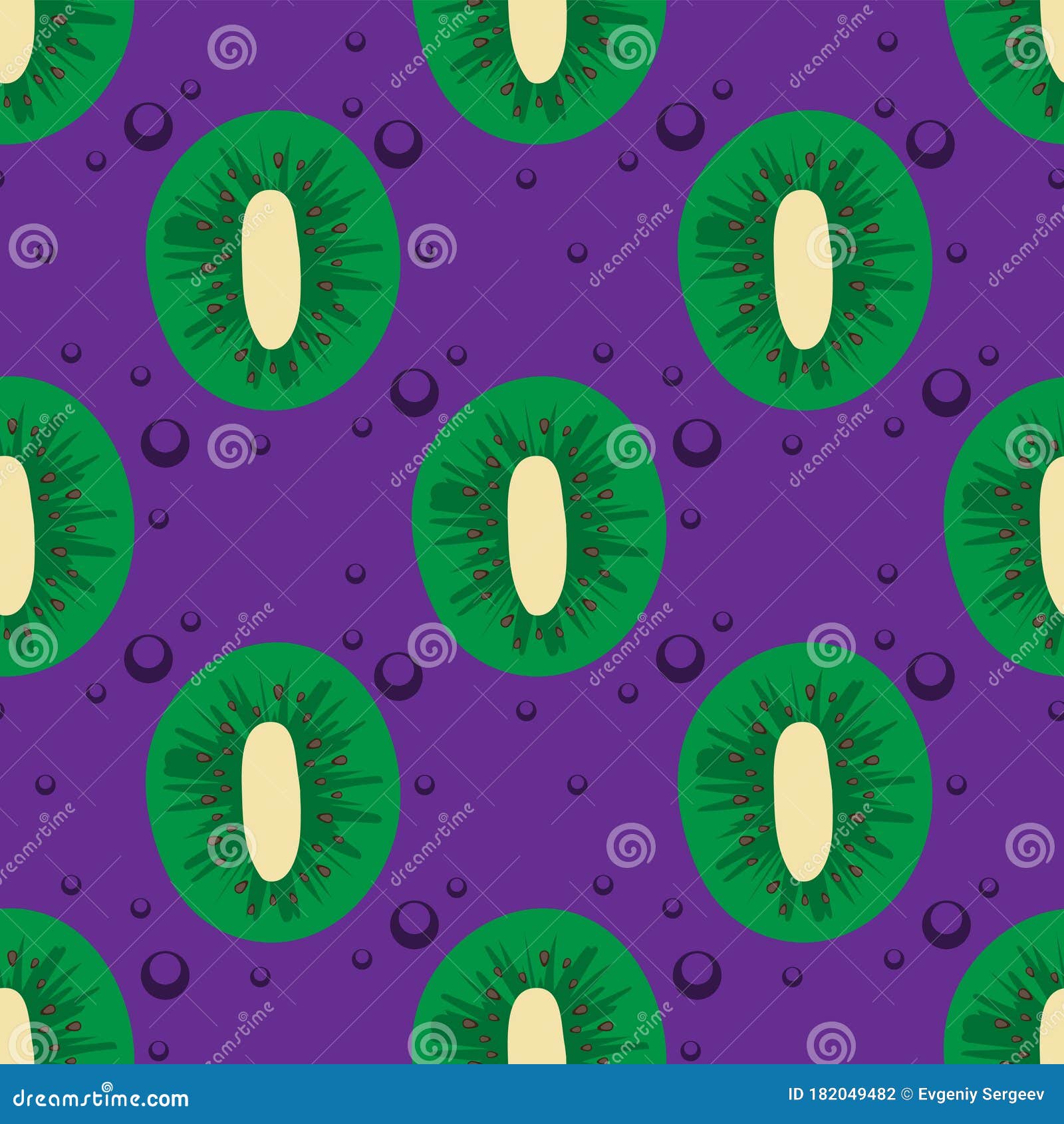 Seamless Kiwi Pattern on a Purple Background. Vector Image Stock Vector ...