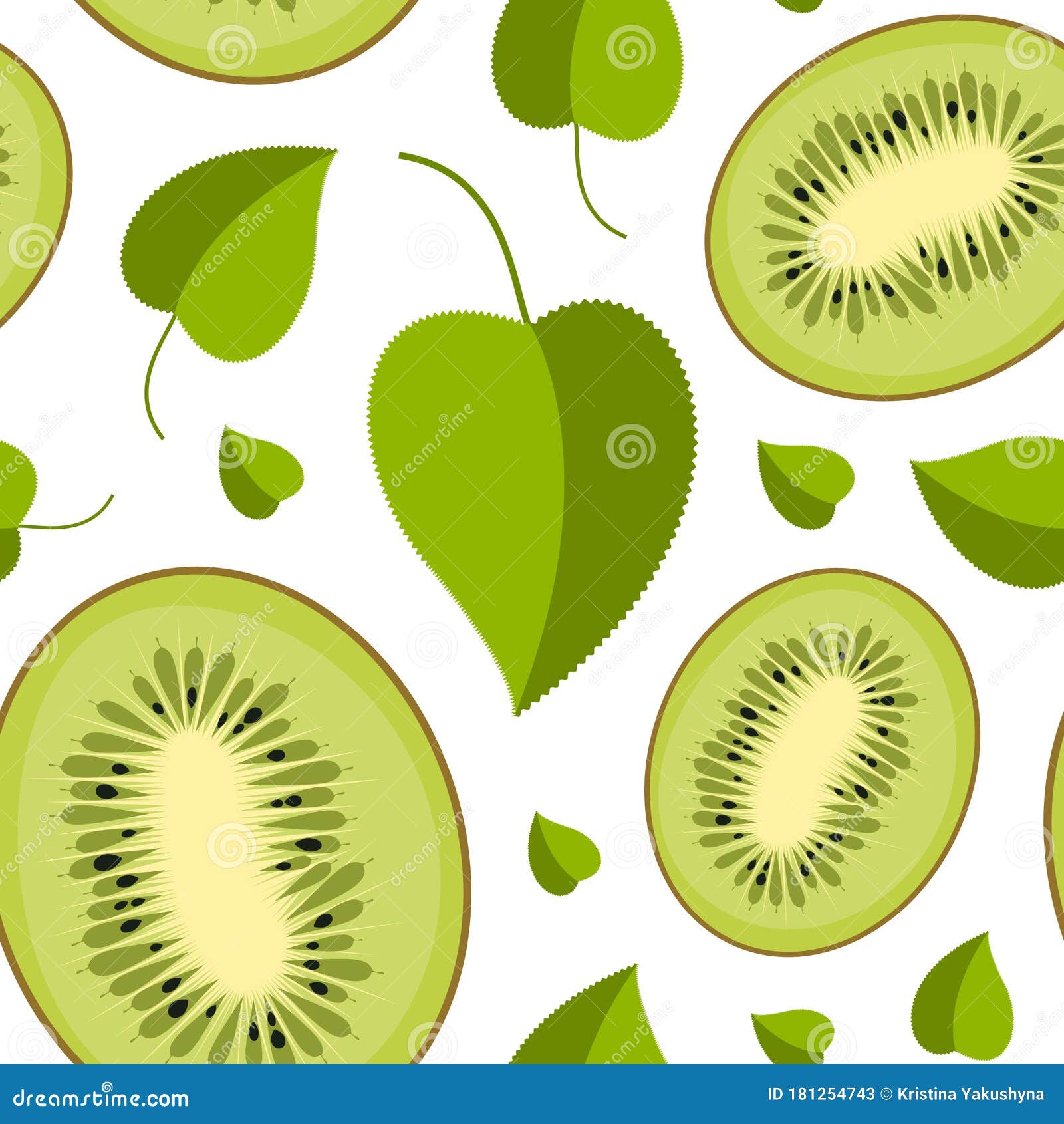 Seamless Kiwi Pattern on a White Background. Green Fruit Background ...