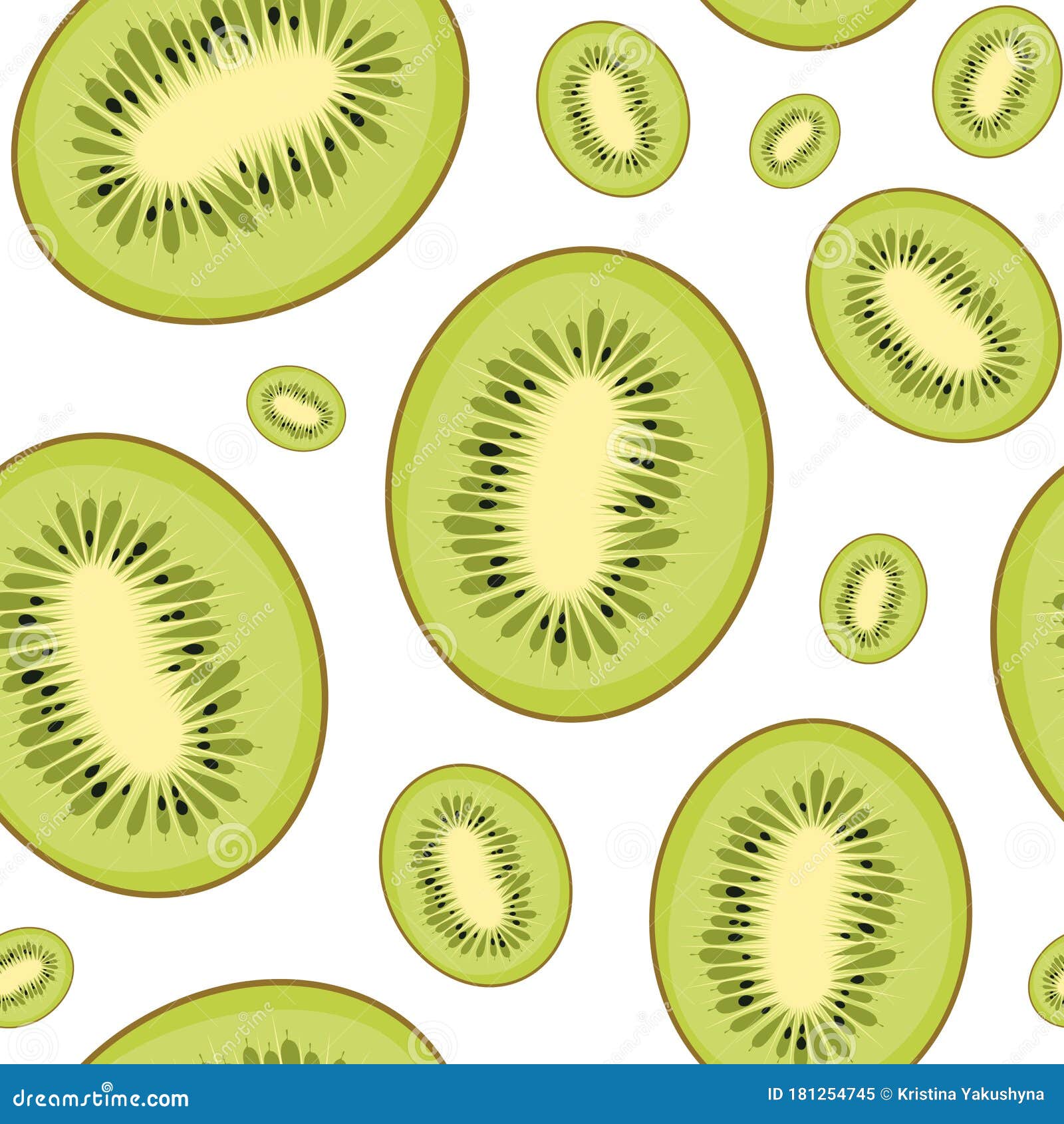Seamless Kiwi Pattern on a White Background. Green Fruit Background ...