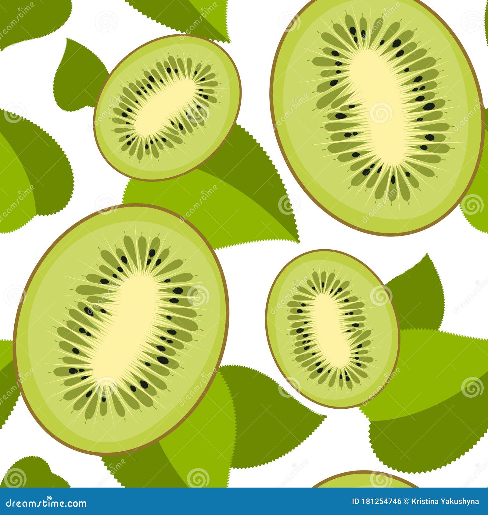 Seamless Kiwi Pattern on a White Background. Green Fruit Background ...