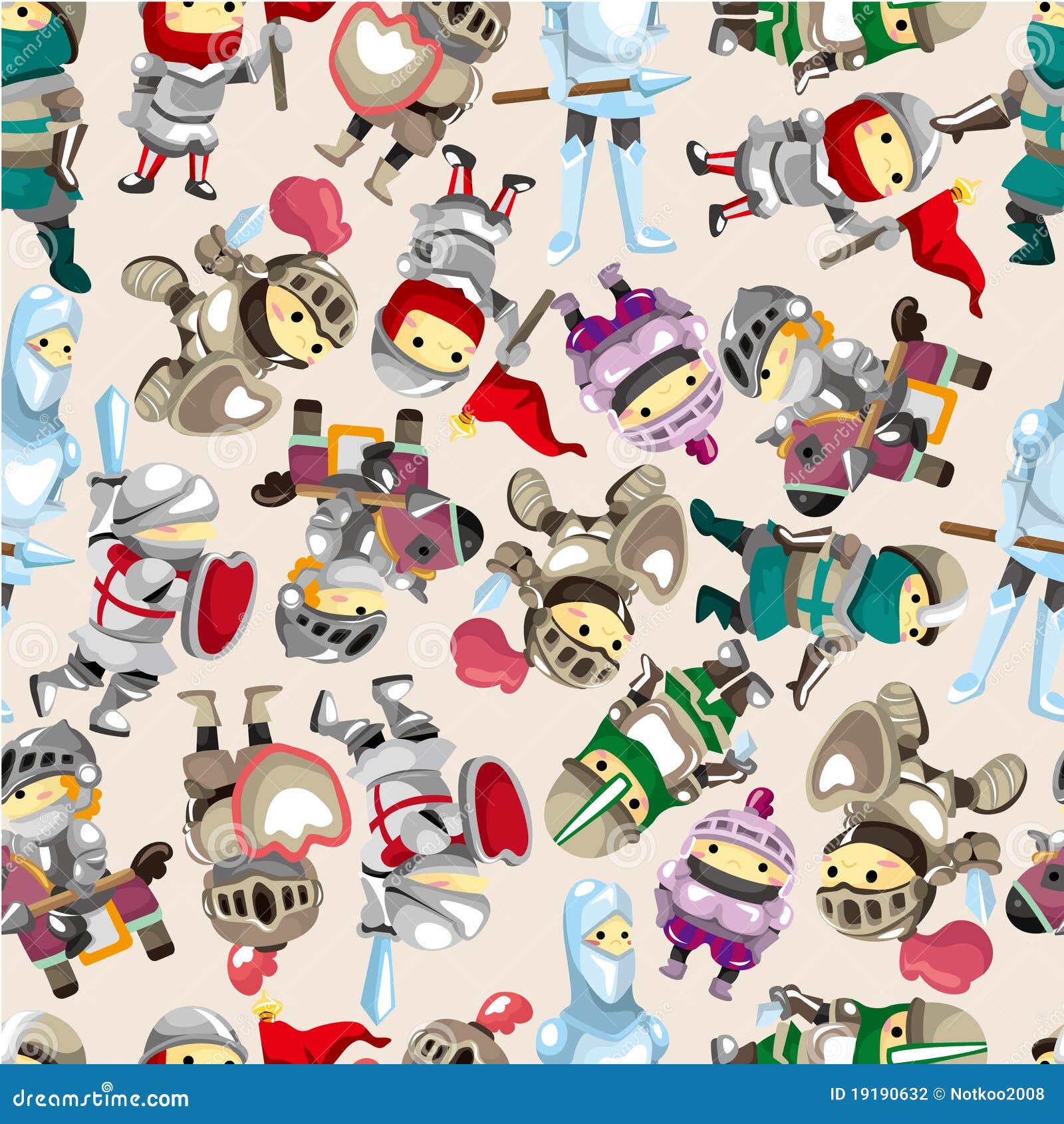 Knight Pattern On White Background For Children Cartoon Vector ...