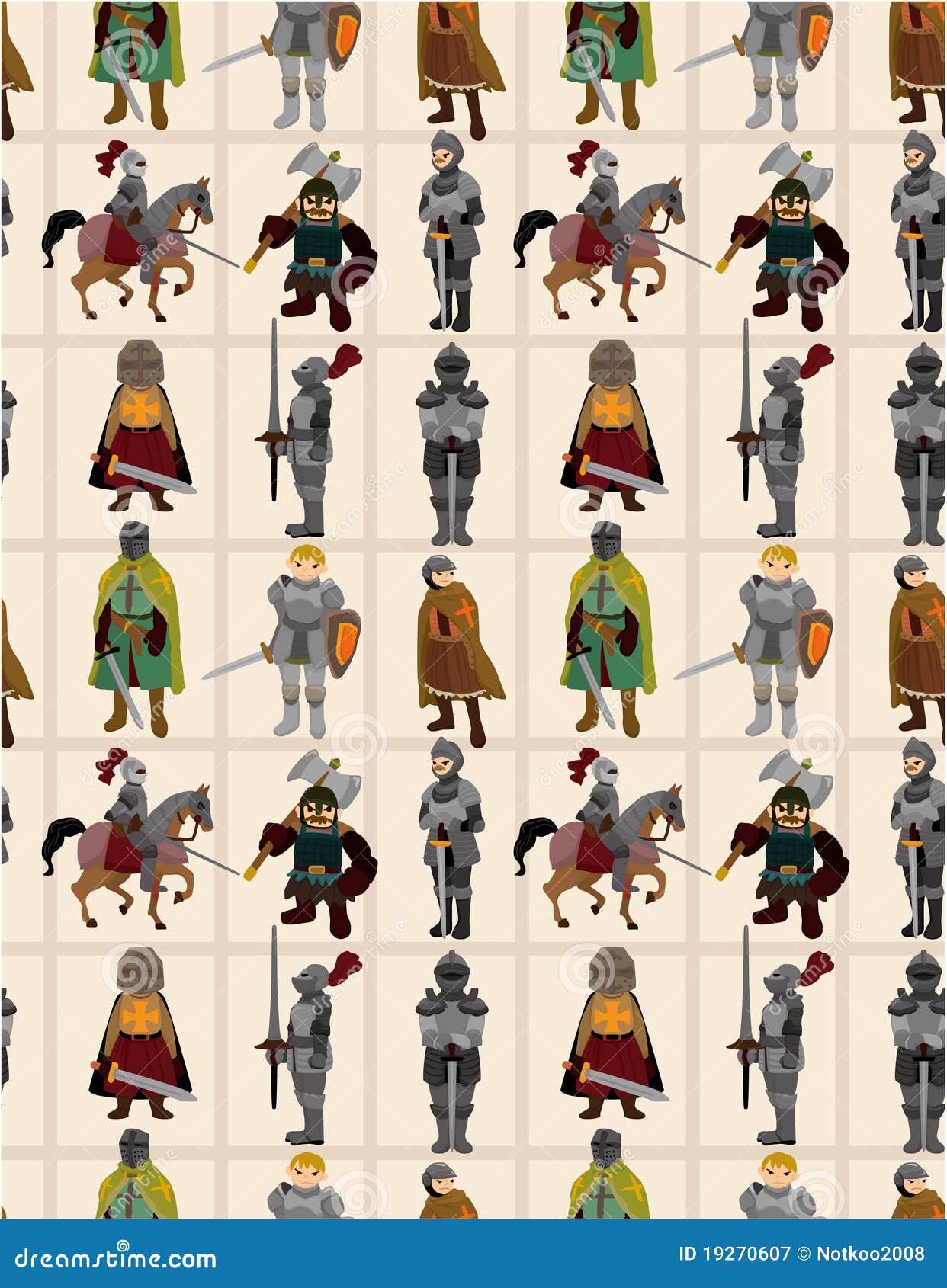 Knight Pattern On White Background For Children Cartoon Vector ...