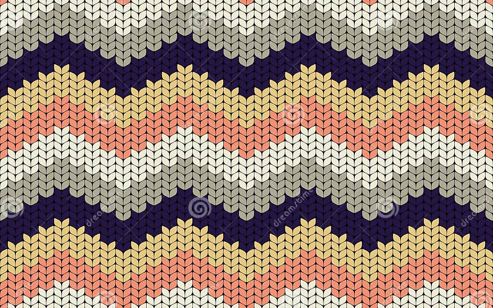 Seamless Knit Pattern, Zigzag Knitting Fabric Pattern Background in Warm Winter Color. Stock ...