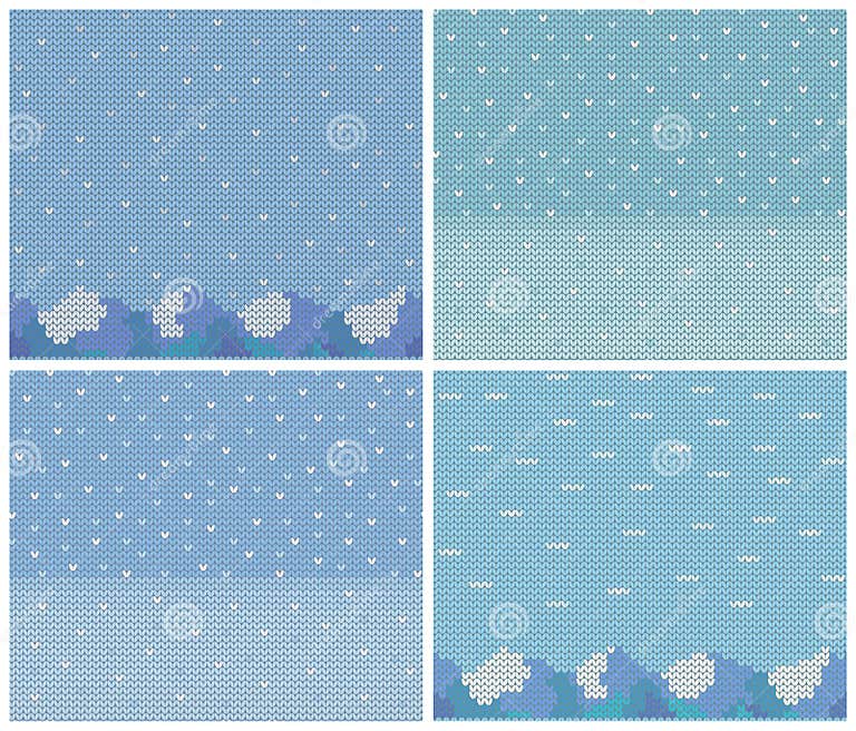 Seamless Knitted Background and Pattern with Mountain Landscape ...