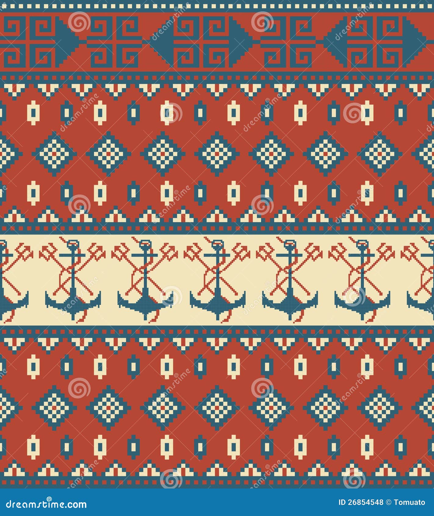 Seamless Knitted Pattern with Anchor Stock Illustration - Illustration ...