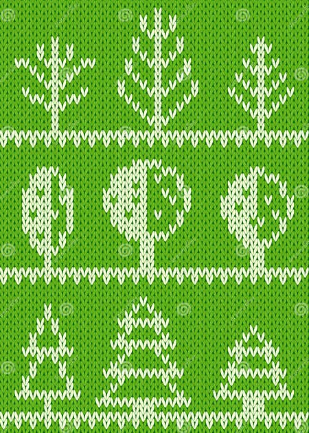 Seamless Knitted Pattern with Trees Stock Vector - Illustration of tree ...
