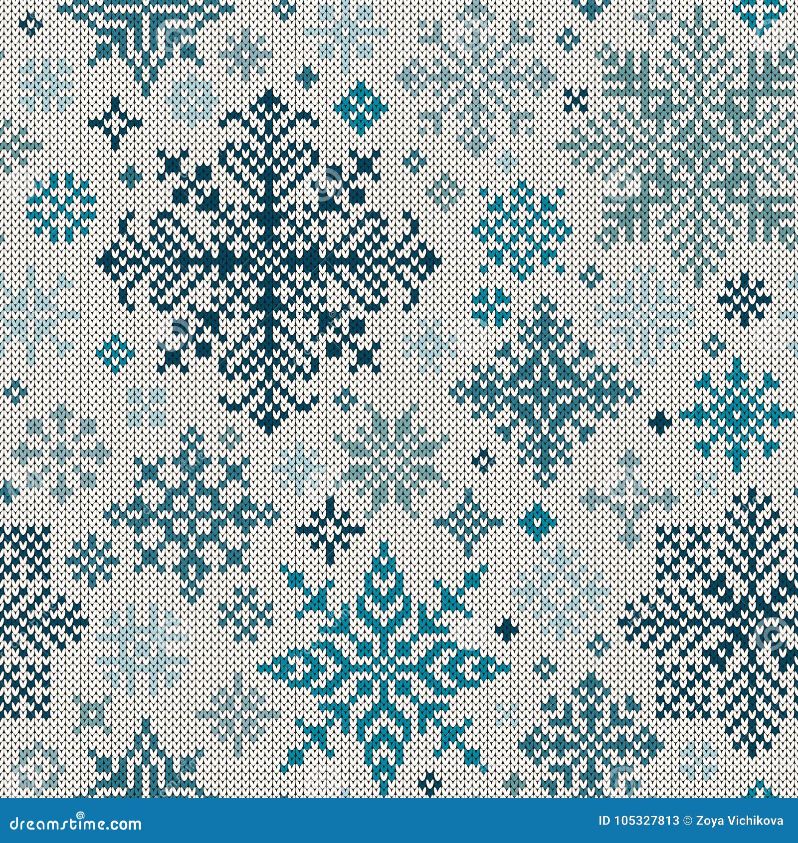 Seamless Knitted Pattern of Turquoise Snowflakes Stock Vector ...