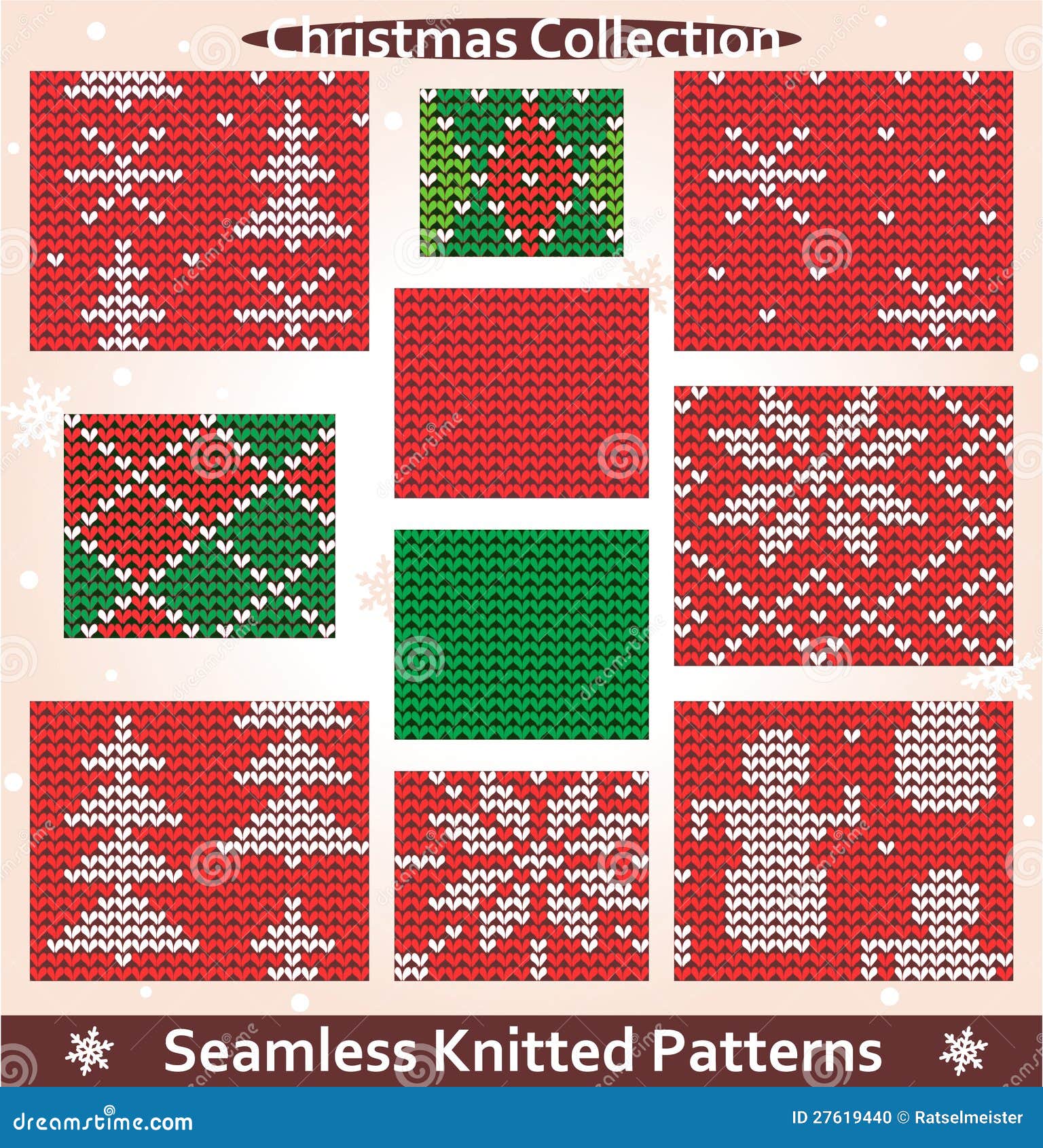 Seamless Knitted Patterns Christmas Collection Stock Vector ...