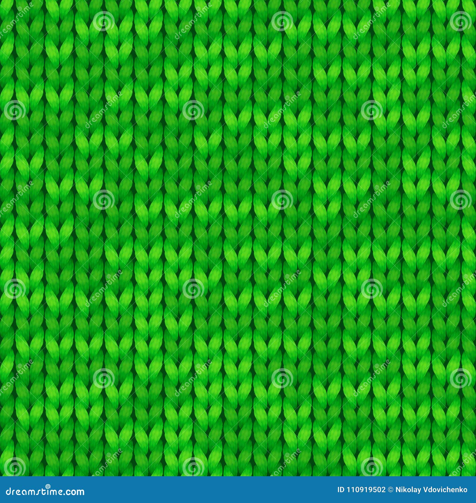 Seamless Knitting Pattern. Green Knitted Sweater Design. Illustration ...