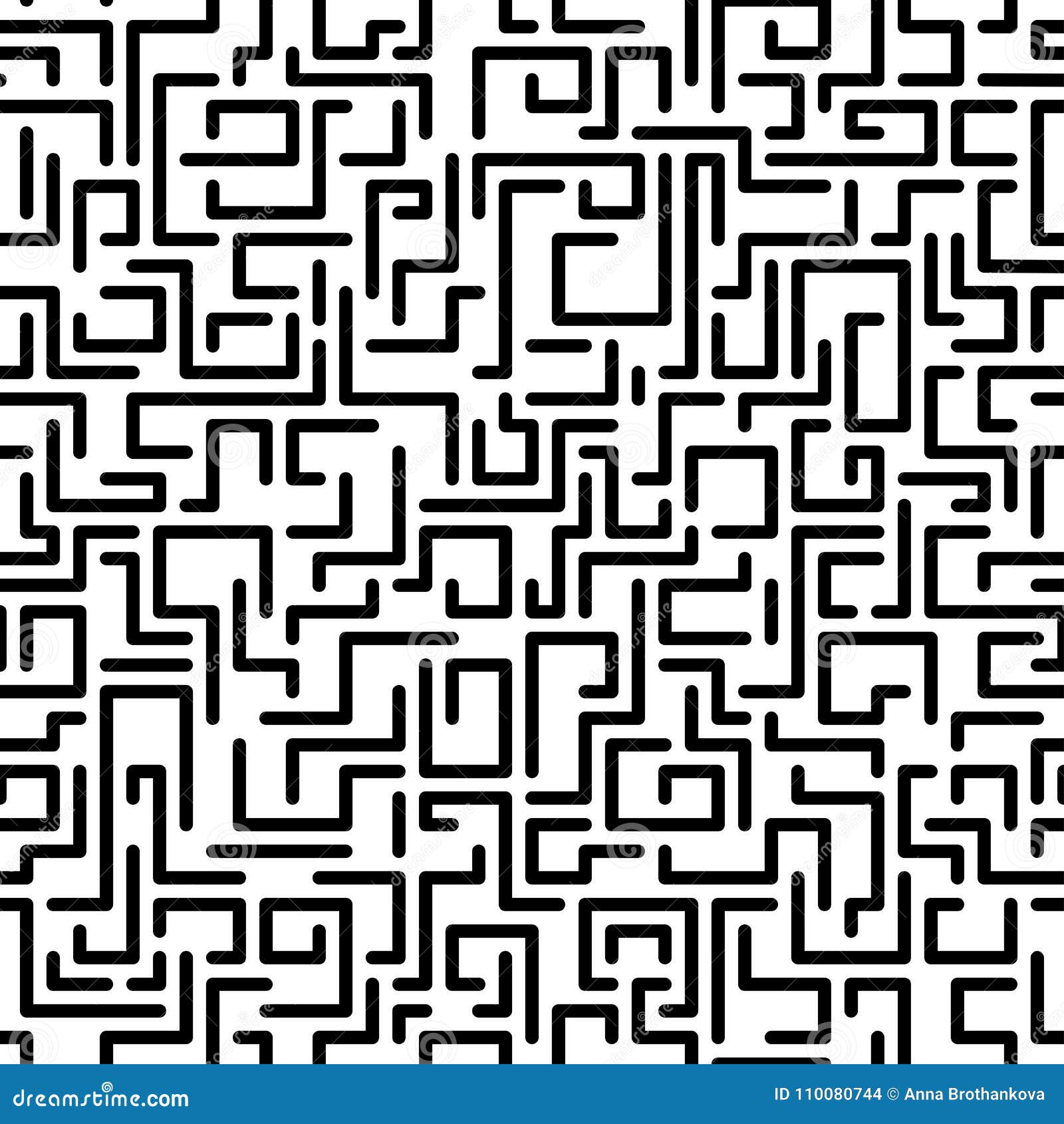 Seamless Labyrinth Print. Vector Monochrome Illustration. Original ...