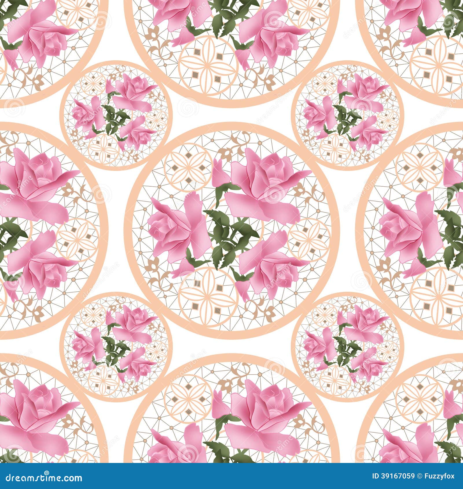 Seamless Lace Ornamental Roses Pattern on White Stock Illustration ...