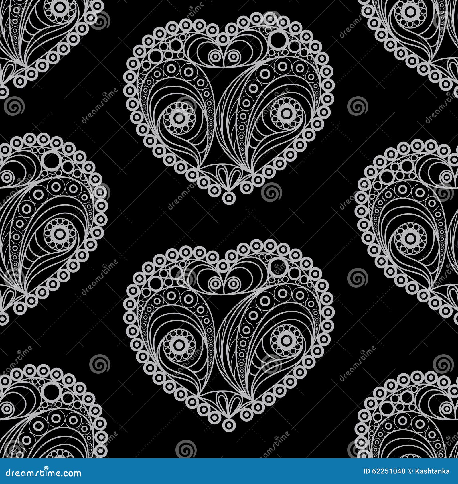 Seamless Lace Pattern with Heart 3 Stock Vector - Illustration of ...