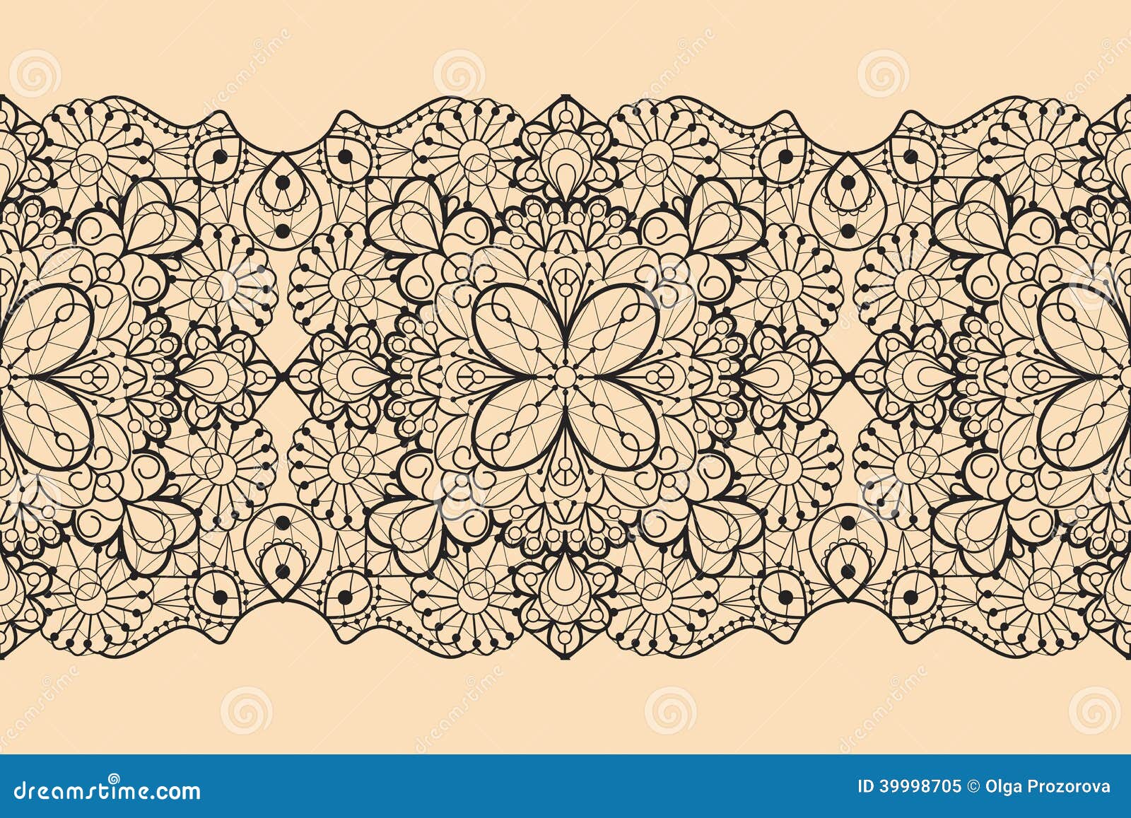 Seamless lace ribbon stock vector. Illustration of texture - 39998705
