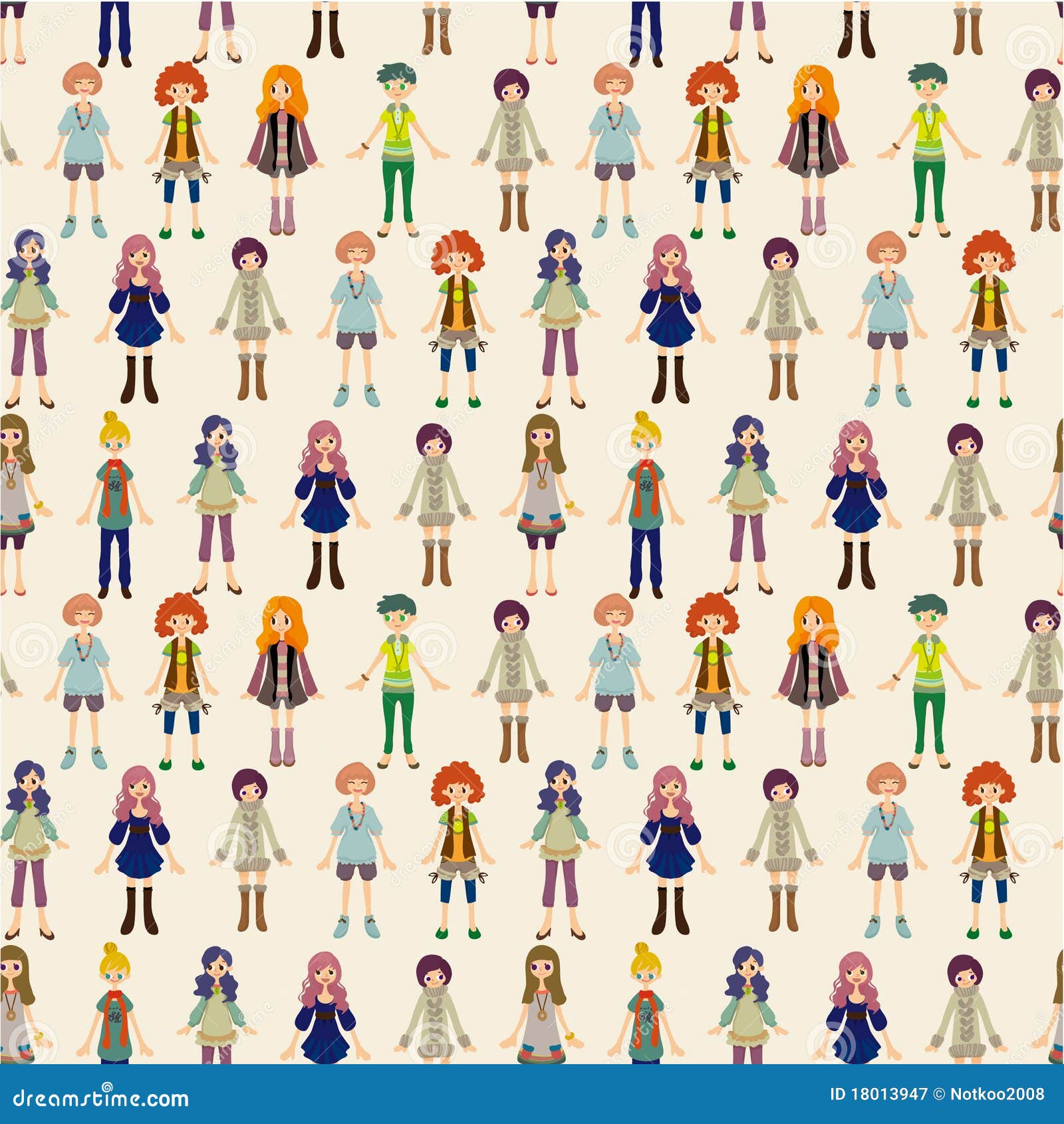 Seamless Lady Pattern Cartoon Vector | CartoonDealer.com #18013947