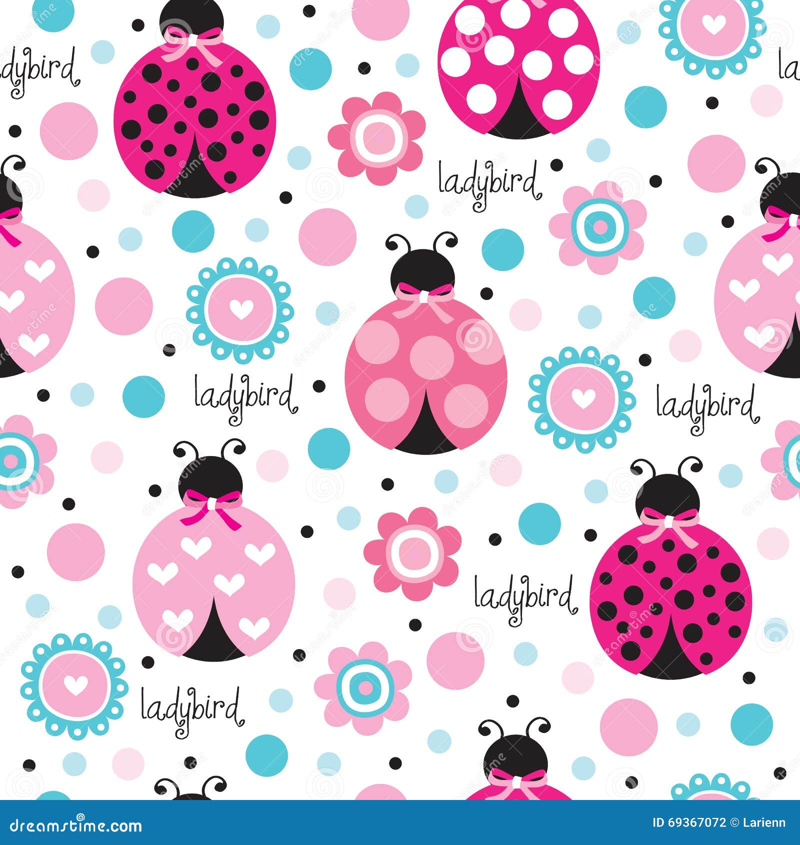 Ladybird Pattern. Ladybug Seamless Pattern Design. Cartoon Vector ...